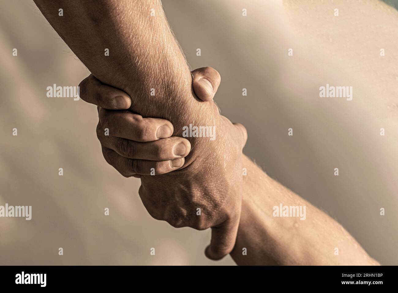 Rescue, helping gesture or hands. Two hands, helping arm of a friend ...