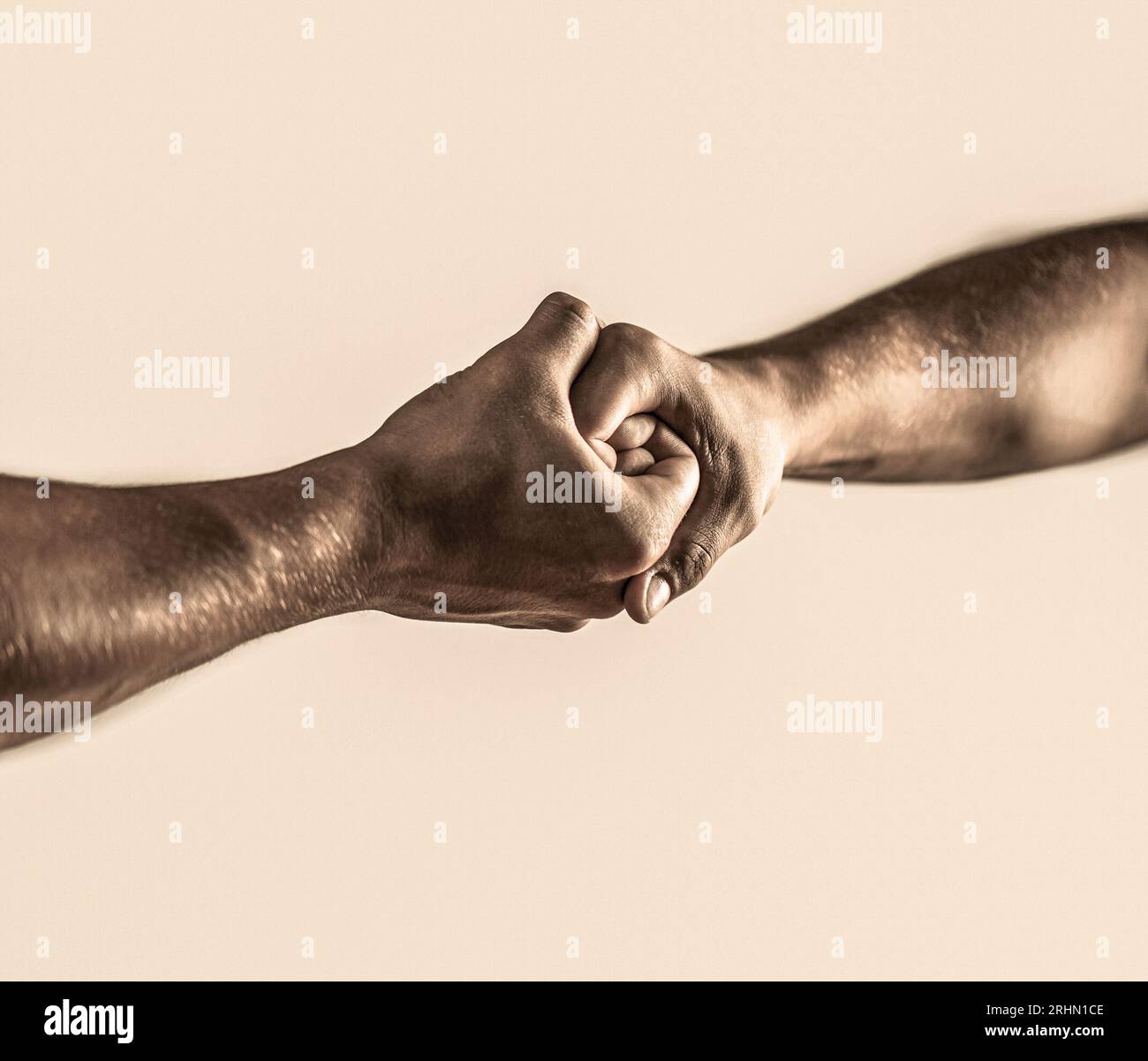 Handshake, arms friendship. Friendly handshake, friends greeting, teamwork, friendship.Strong ...