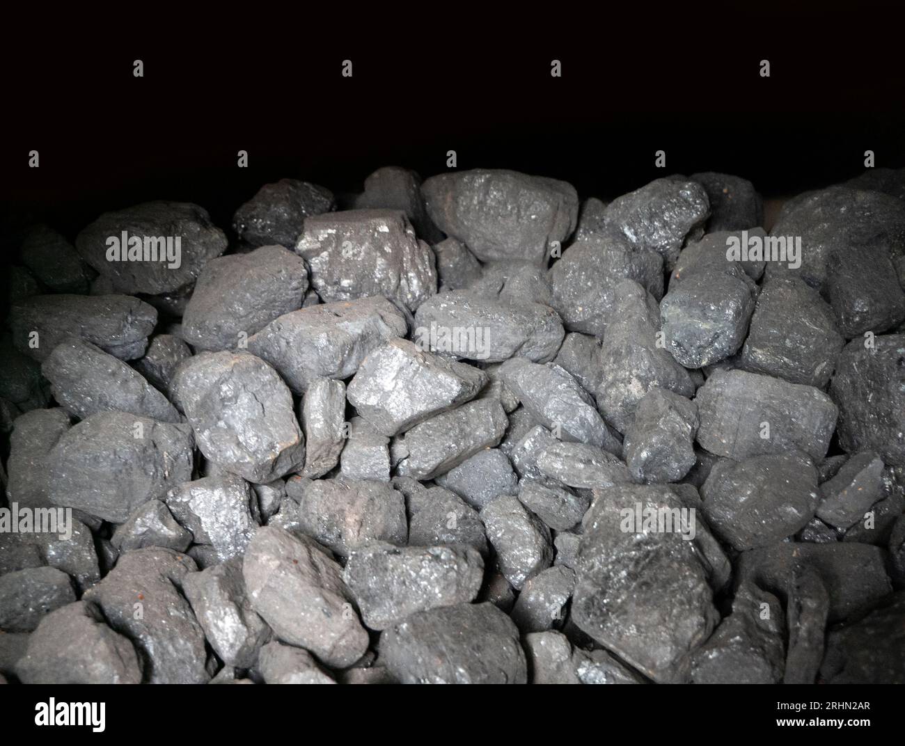 Coal in the oven, stones of coal background. Black fuel close view ...
