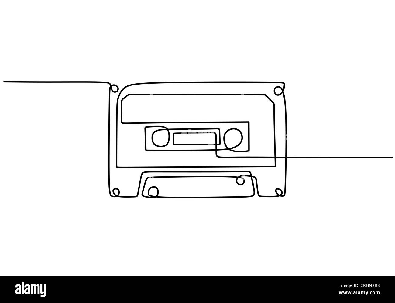 One continuous single line of cassette isolated on white background ...