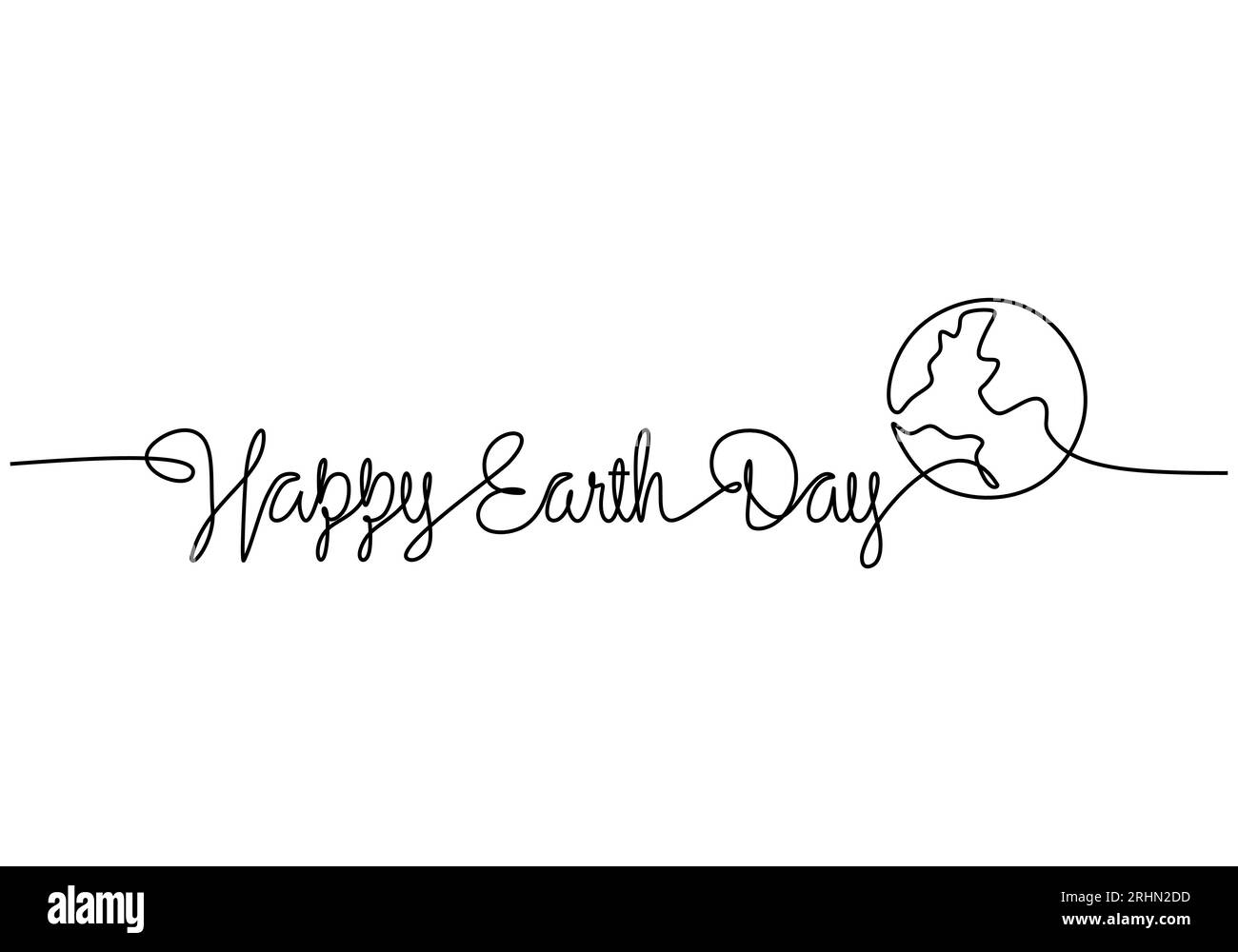 One continuous single line of happy earth day world isolated on white ...
