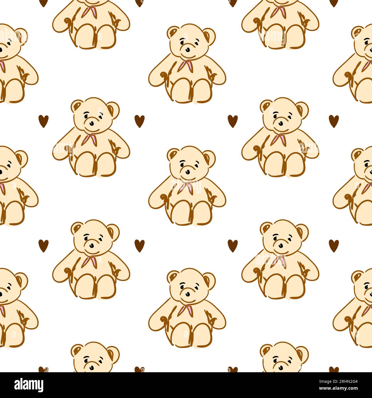 Seamless pattern of cute little teddy bears isolated on white ...