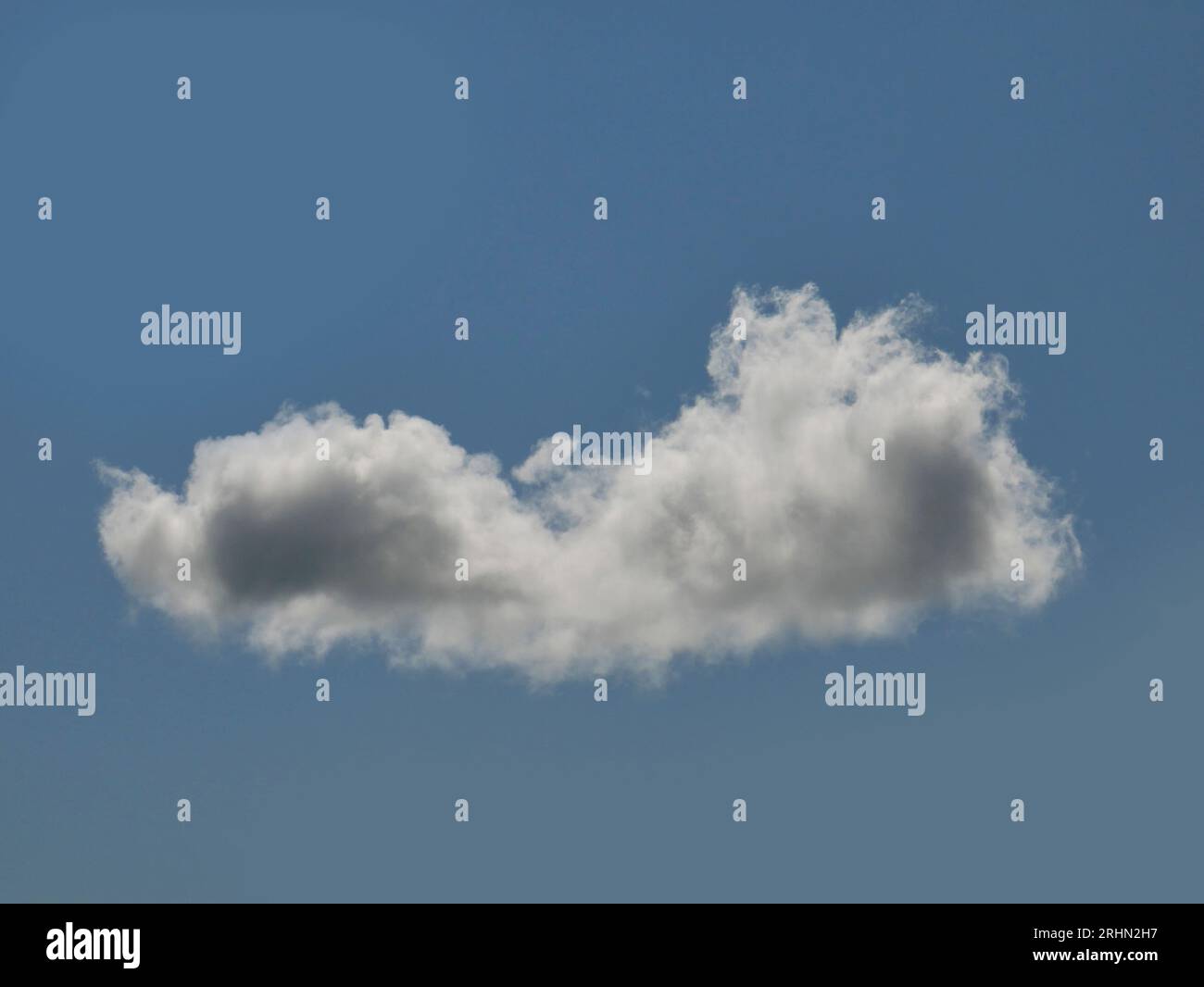 Single white cloud over blue sky background. Fluffy cumulus cloud shape ...