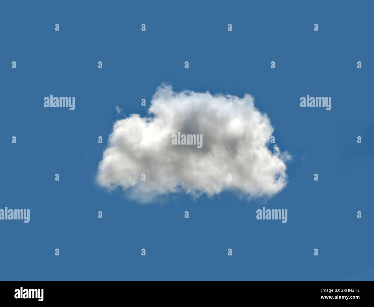 Single white cloud over blue sky background. Fluffy cumulus cloud shape ...