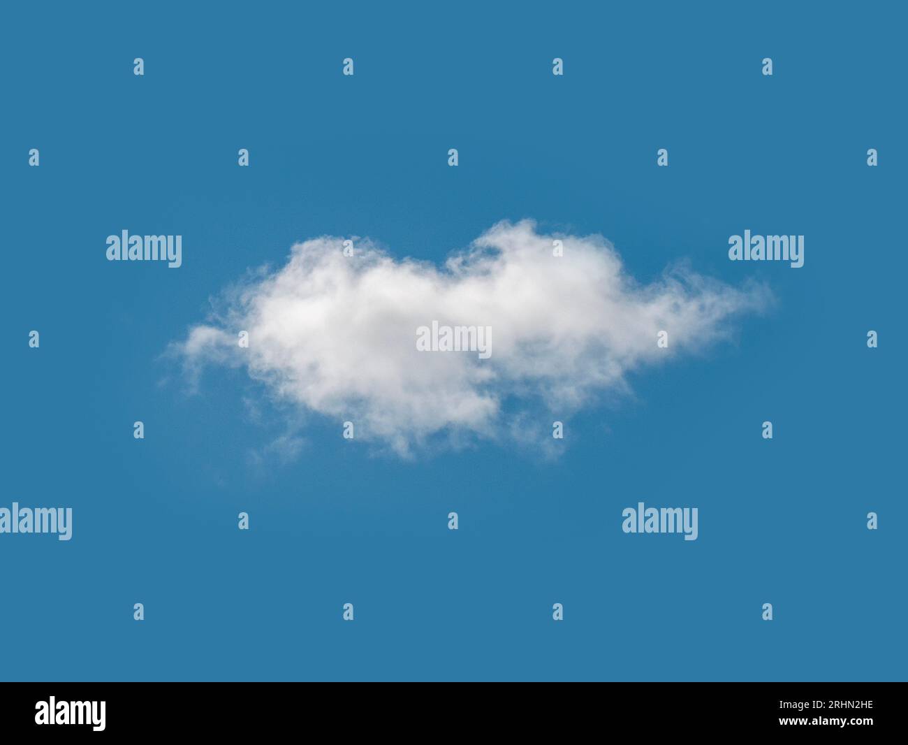 Single white cloud over blue sky background. Fluffy cumulus cloud shape ...