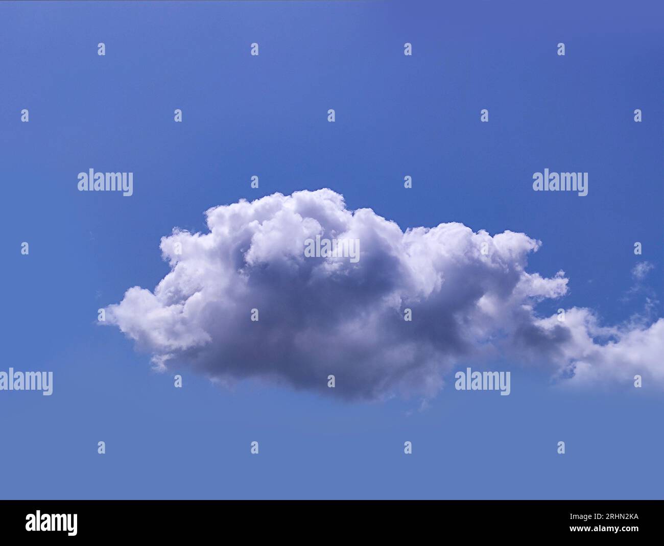 Single white cloud over blue sky background. Fluffy cumulus cloud shape ...