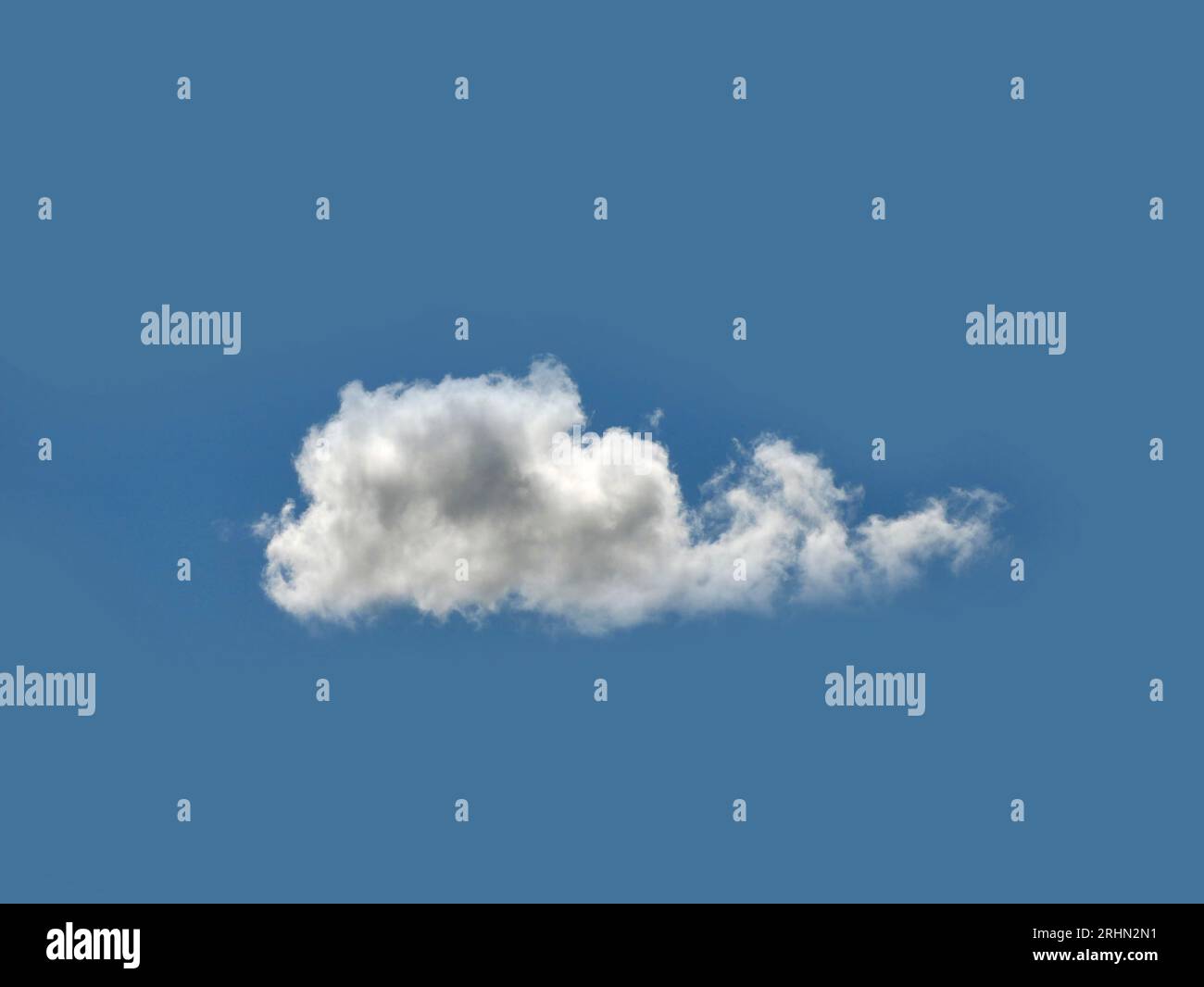 Single white cloud over blue sky background. Fluffy cumulus cloud shape ...
