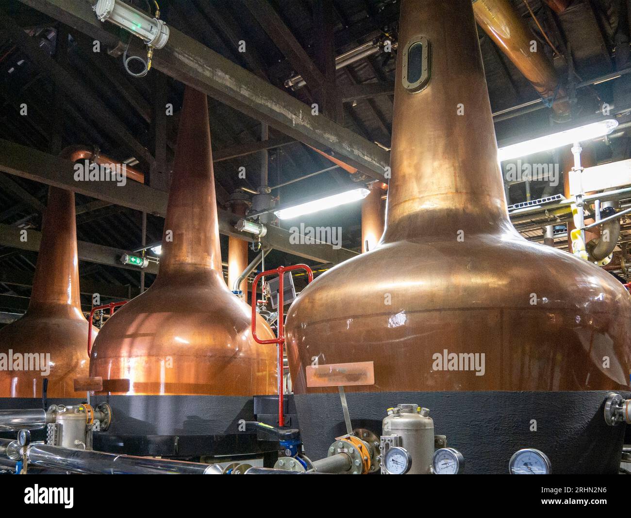 Industrial whiskey distiller construction, alcohol production factory ...