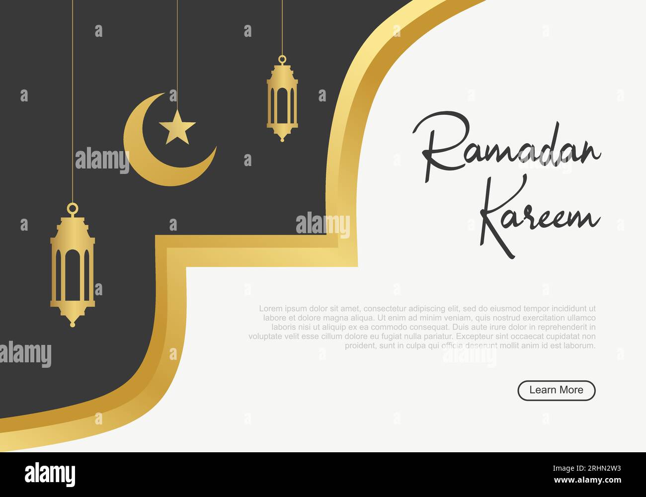 Ramadan kareem website landing page background with moon, star and ...