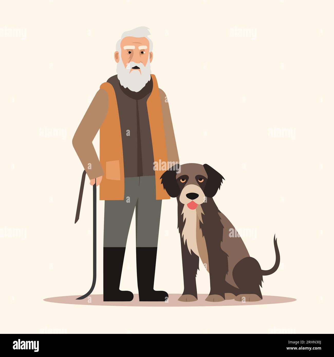 Old man with dog Stock Vector Images - Alamy