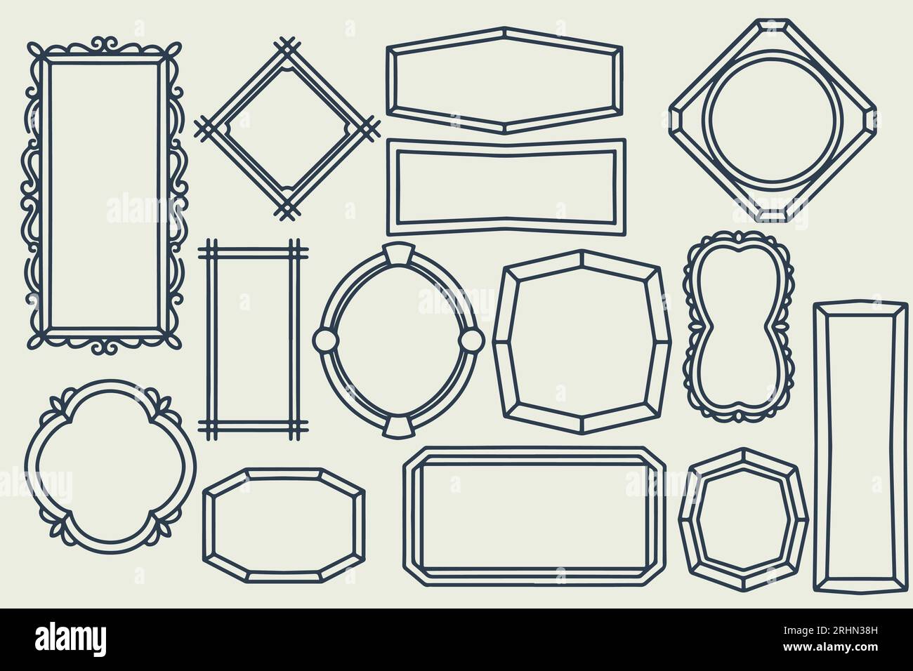 Fourteen 14 hand drawn frame decoration set. collection of hand drawn ...