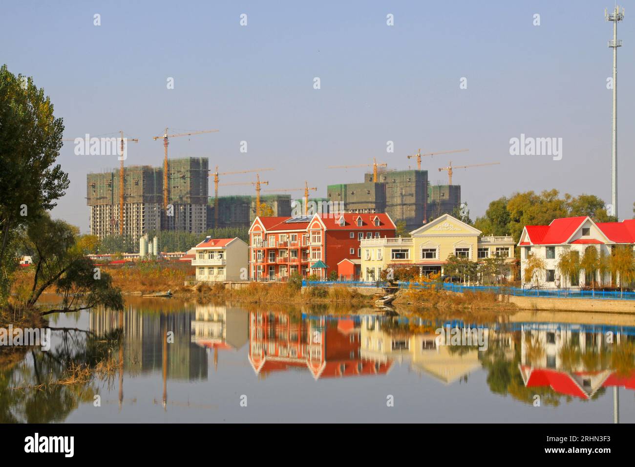 lake and architecture landscape in a park, north china Stock Photo - Alamy