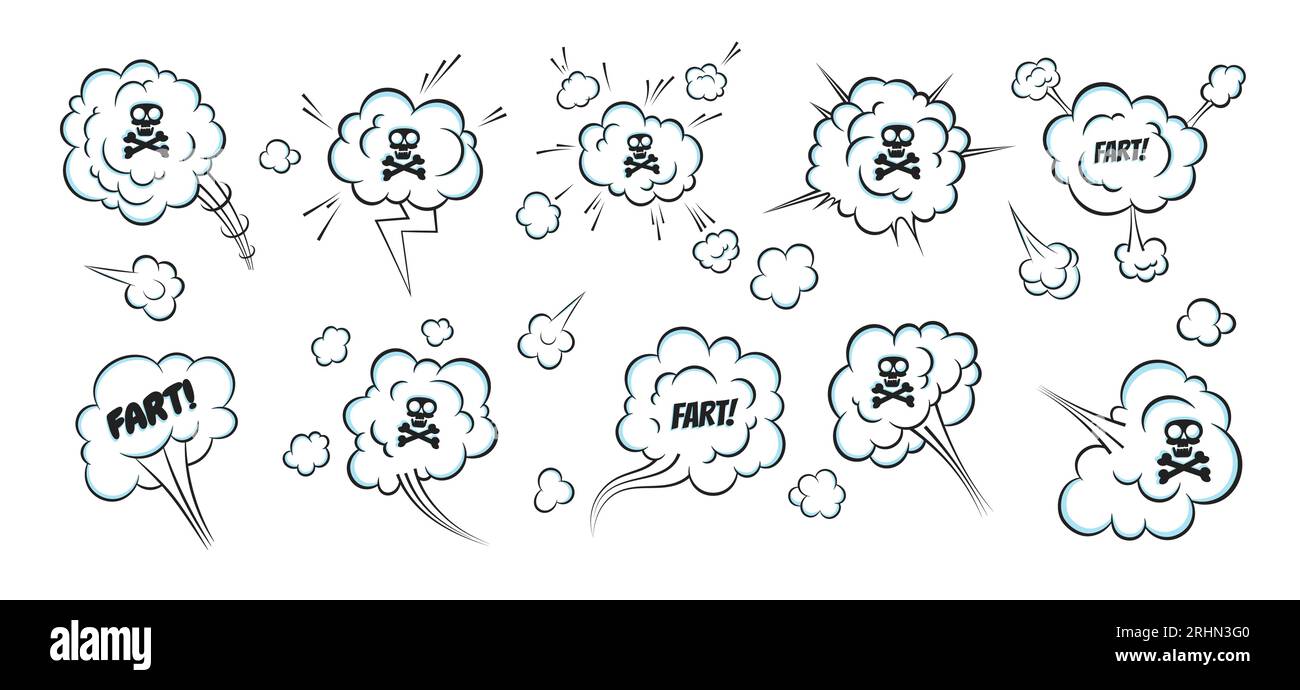 Smelling pop art comic book cartoon fart cloud flat style design vector ...
