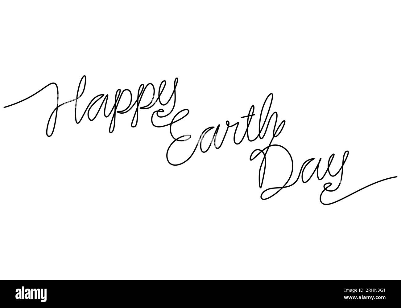 One continuous single line of happy earth day isolated on white ...