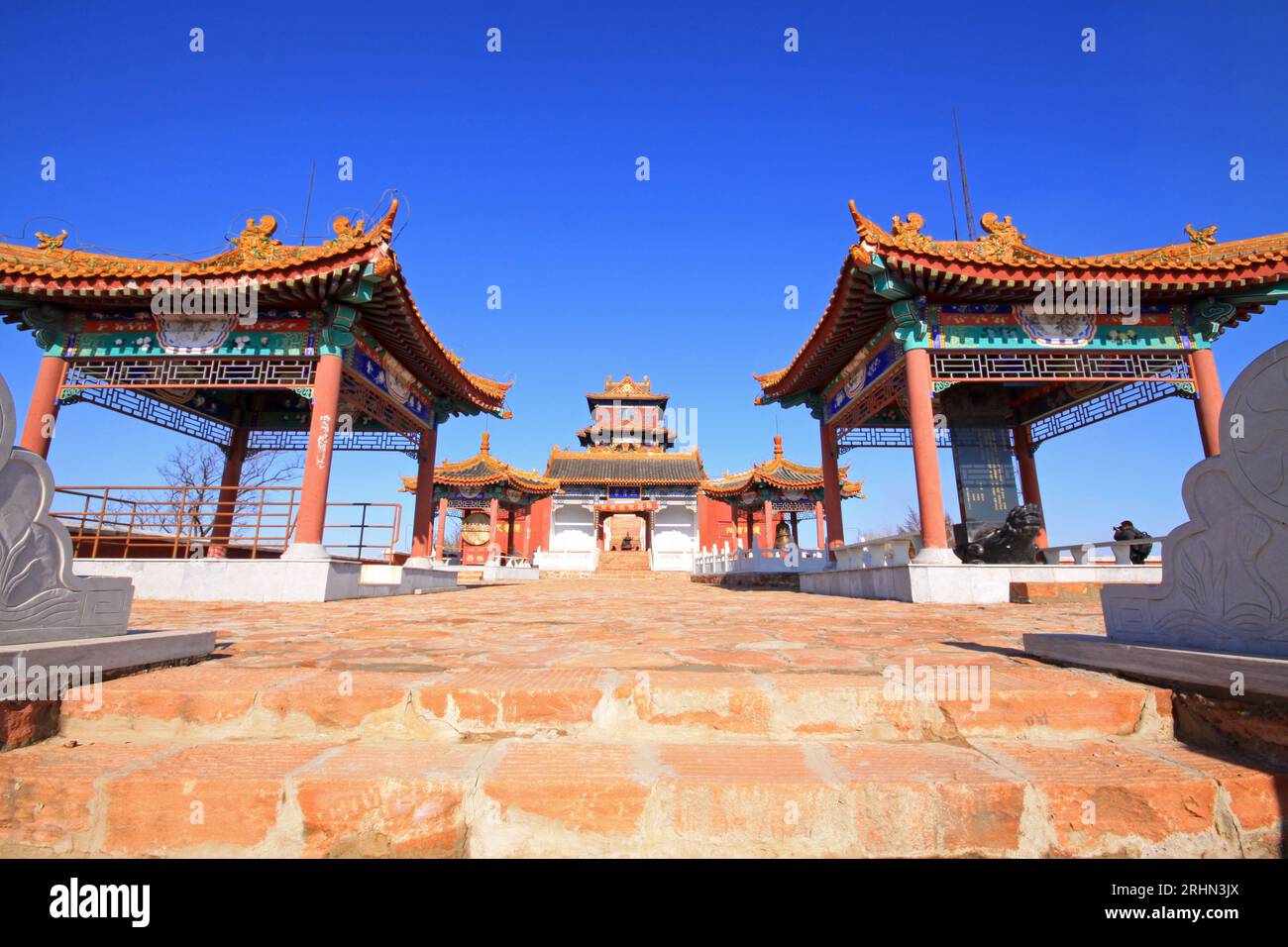 Chinese temple building under the blue sky Stock Photo - Alamy