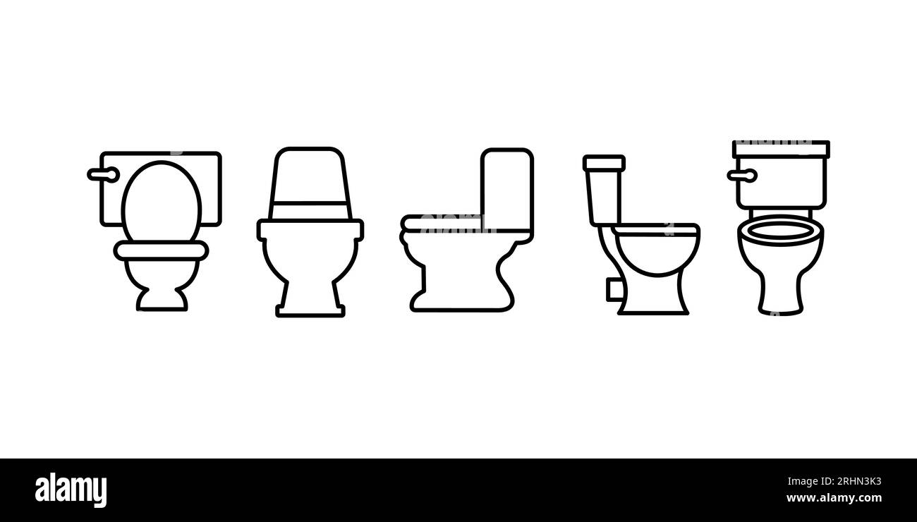 Vector toilet icon set with outline style Stock Vector Image & Art - Alamy