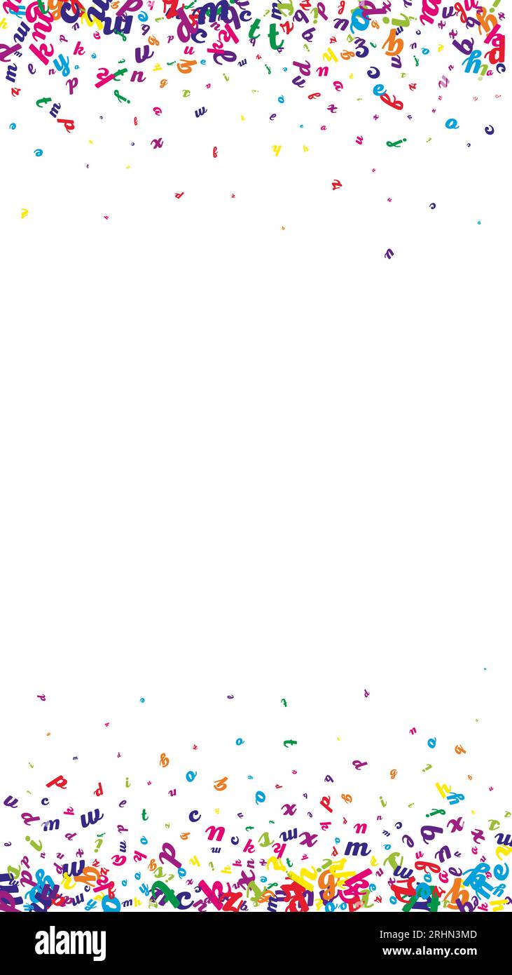 Scattered letters of latin alphabet. Colorful childish floating ...