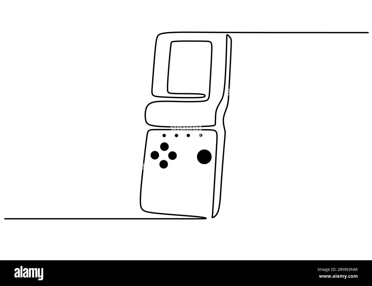 One continuous single line of vintage game console isolated on white ...