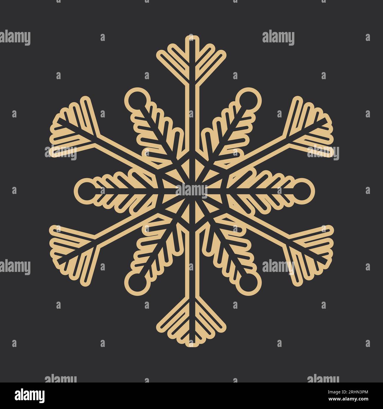 Golden snowflake crystal elegant line christmas decoration on dark ...