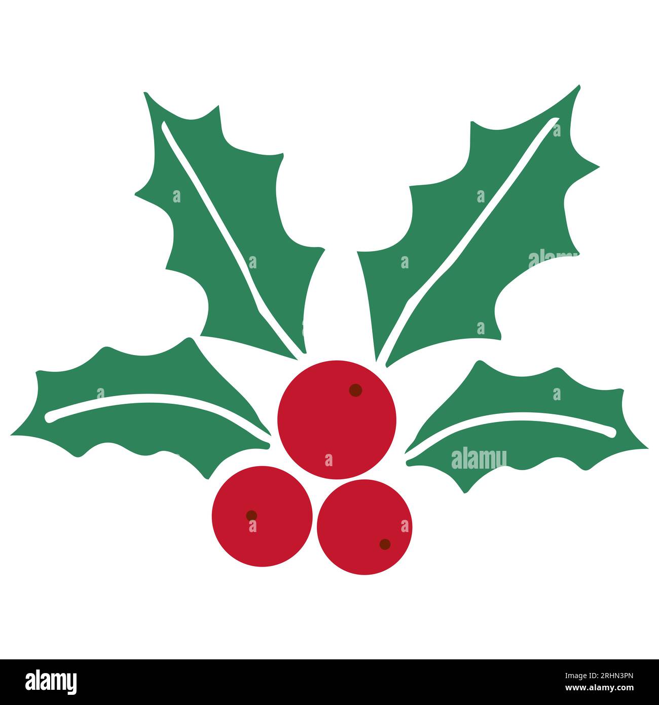 Mistletoe leaves and red berries silhouette, doodle style isolated on ...