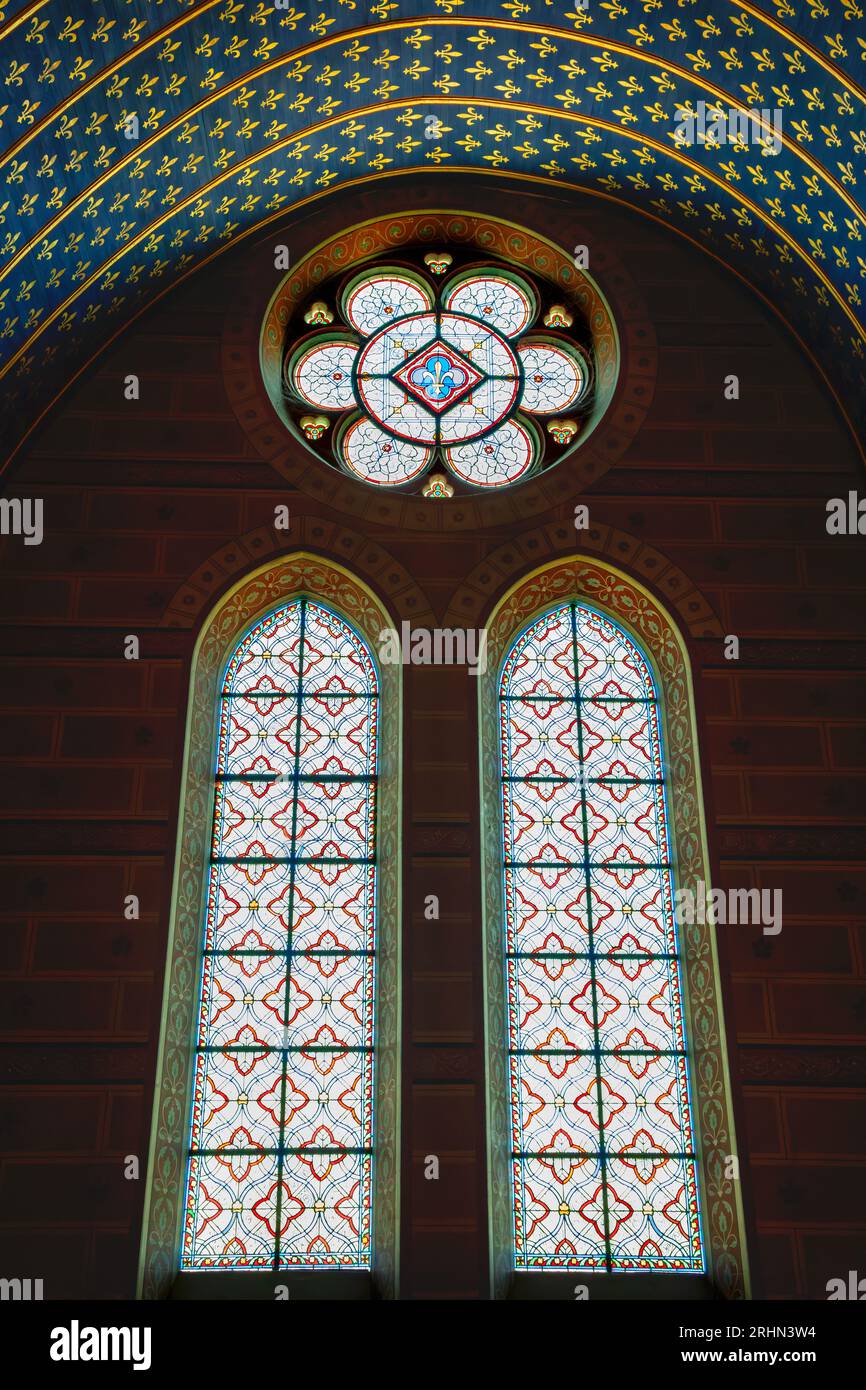 Stained glass windows inside Château de Blois, France Stock Photo - Alamy