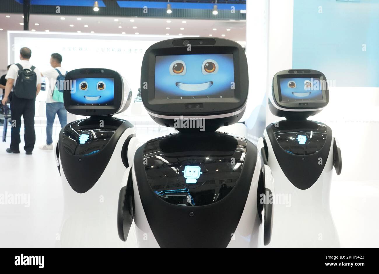 Beijing, China. 17th Aug, 2023. Service robots are pictured at the ...