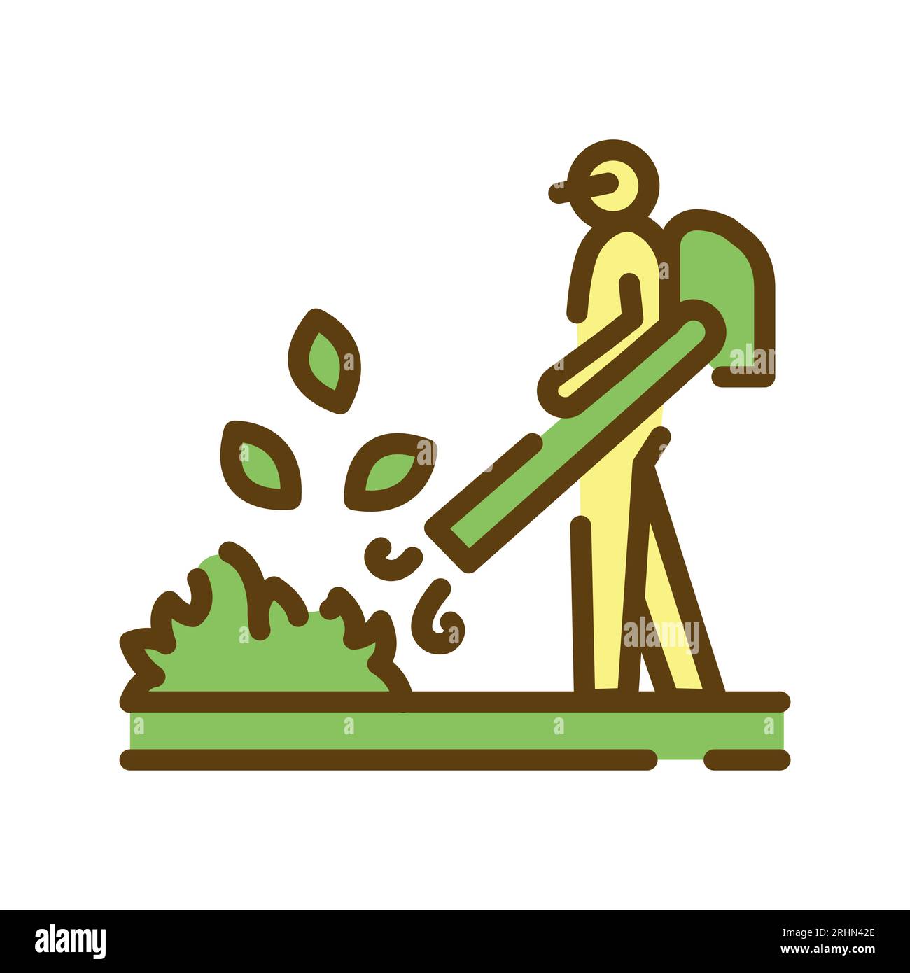 Leaf blower cleaning color line icon. Garden service. Editable stroke ...