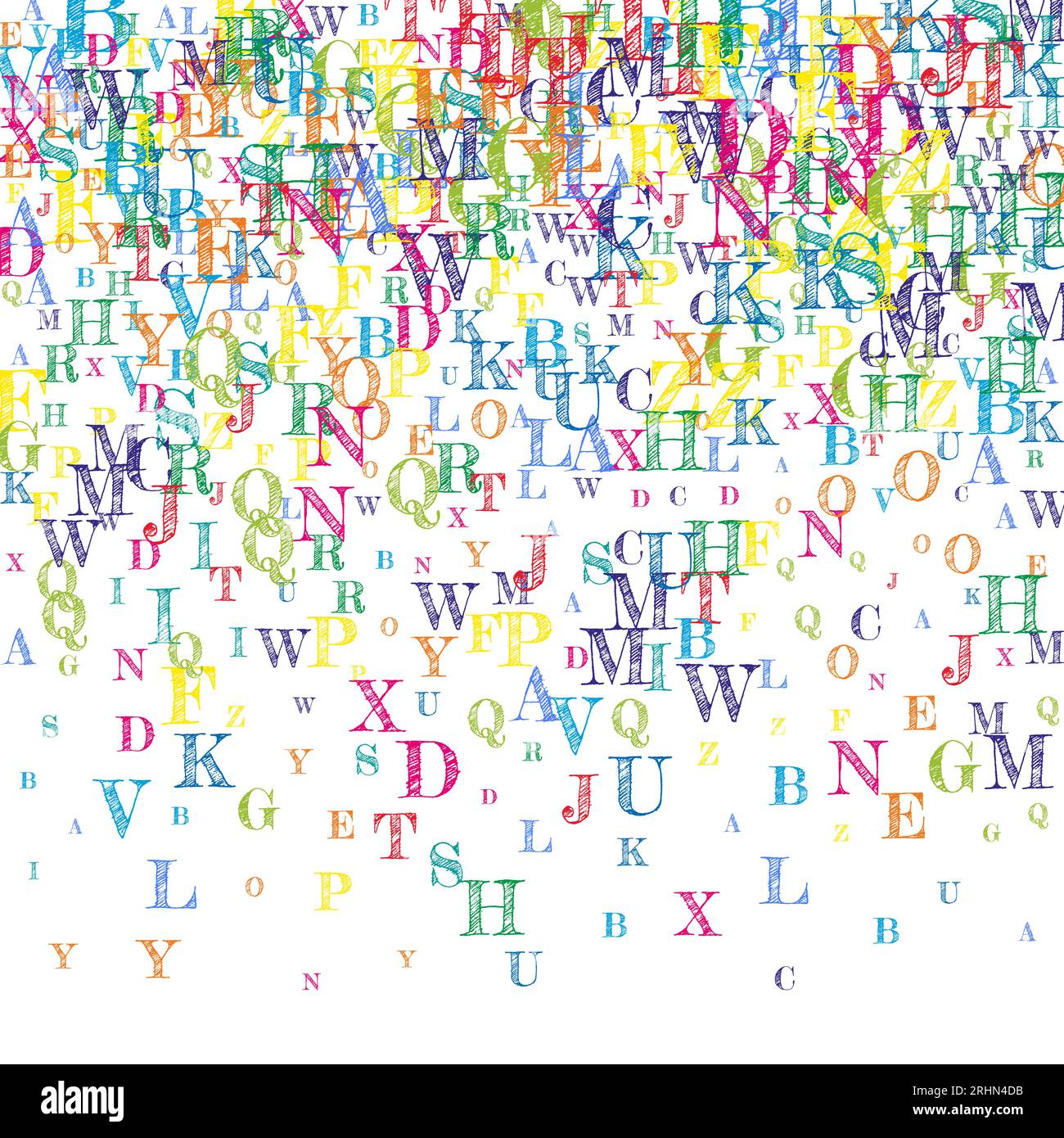 Scattered letters of latin alphabet. Colorful childish floating ...