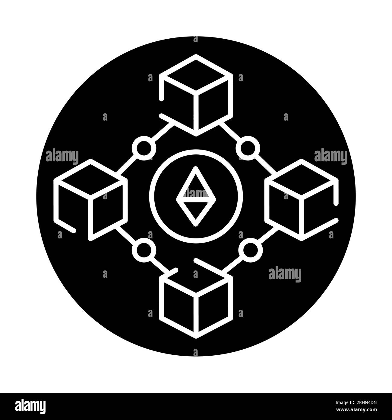 Blockchain black line icon. Virtual money. Pictogram for web page Stock ...