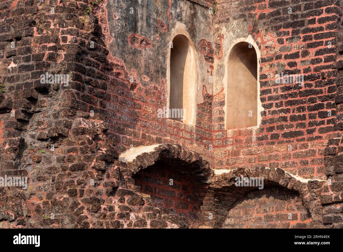 Laterite brick and masonry details of the ruins of the ancient St ...