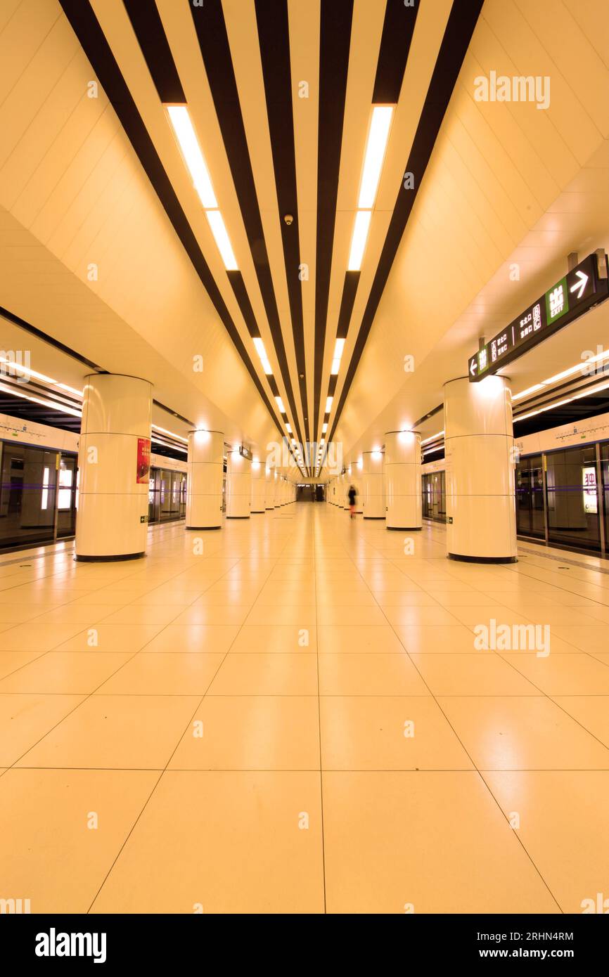 Morning, modern hall in Beijing subway station, China Stock Photo - Alamy