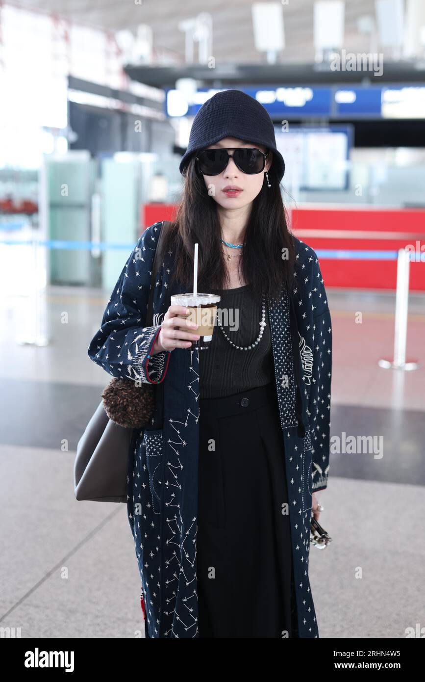 Chinese actress Ni Ni appears at the airport in Beijing, China. 17th ...