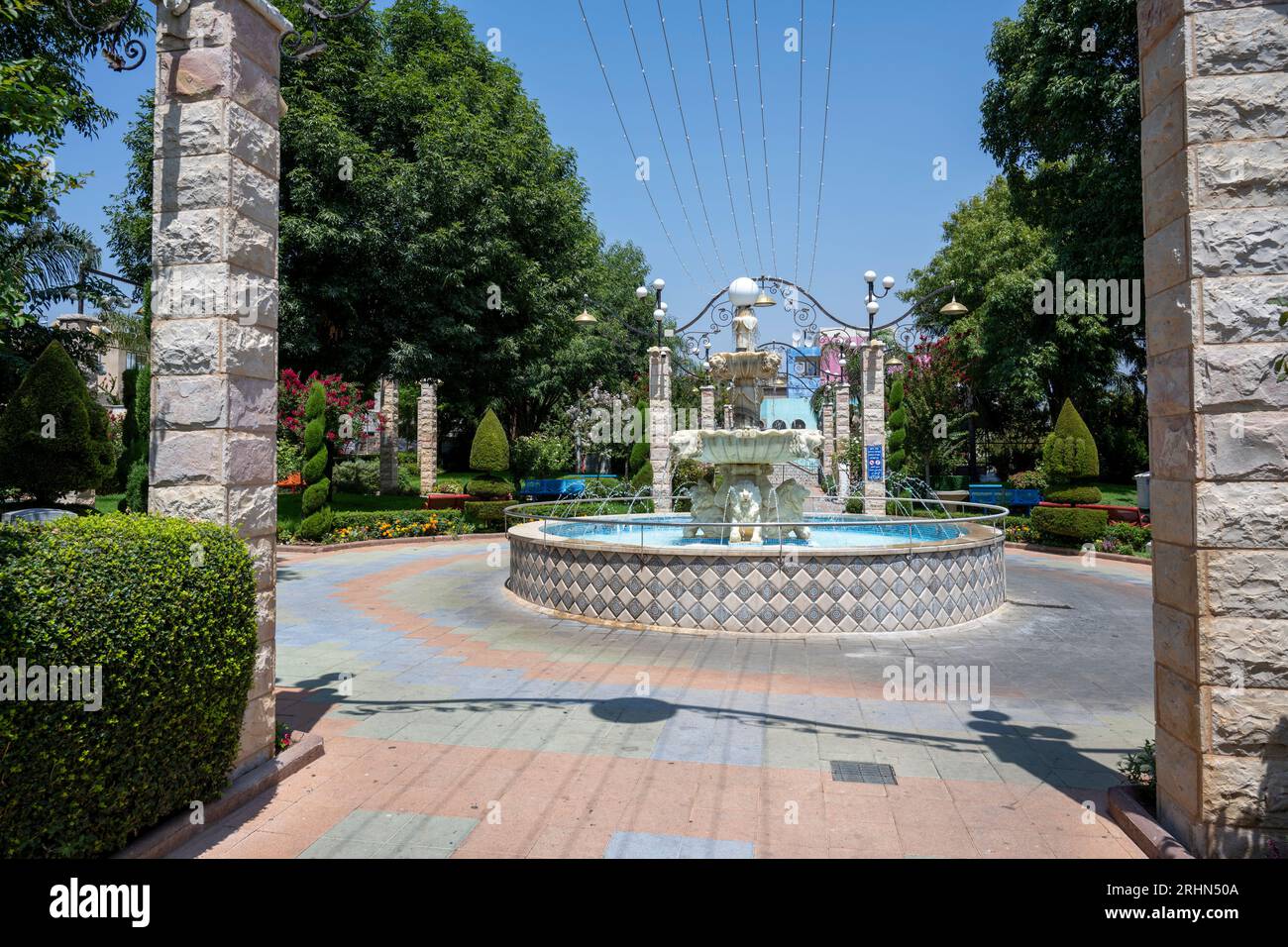 The fountain in the Peace Garden in Ghajar (Arabic: غجر, also Rhadjar ...