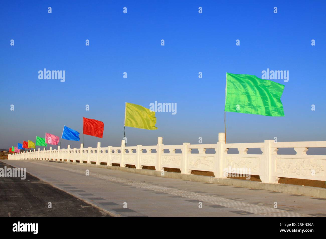 rail and flags under the blue sky Stock Photo - Alamy