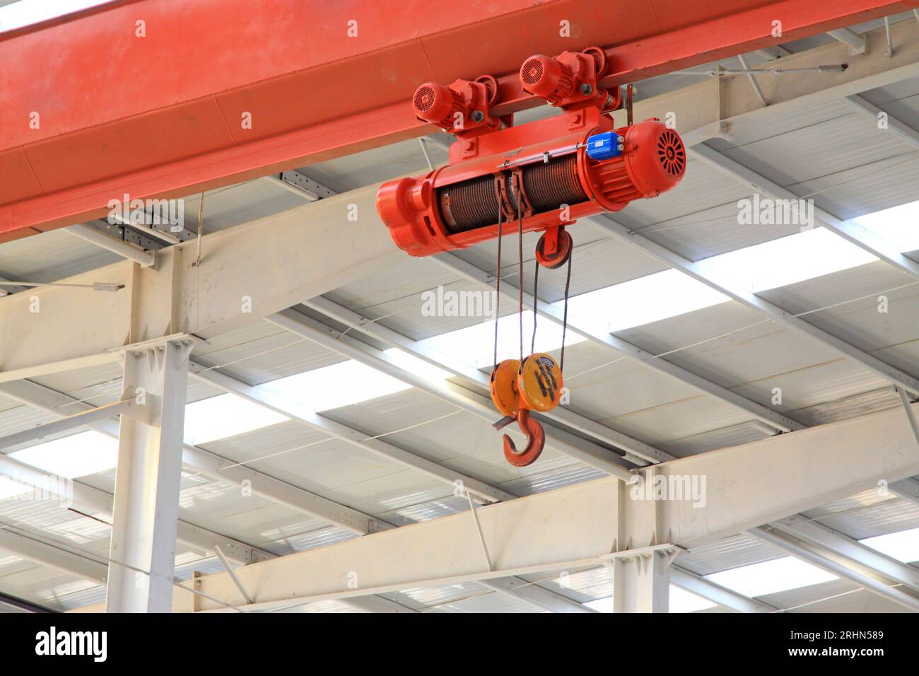 Hoisting pulley in an industrial production workshop£¬north china Stock ...