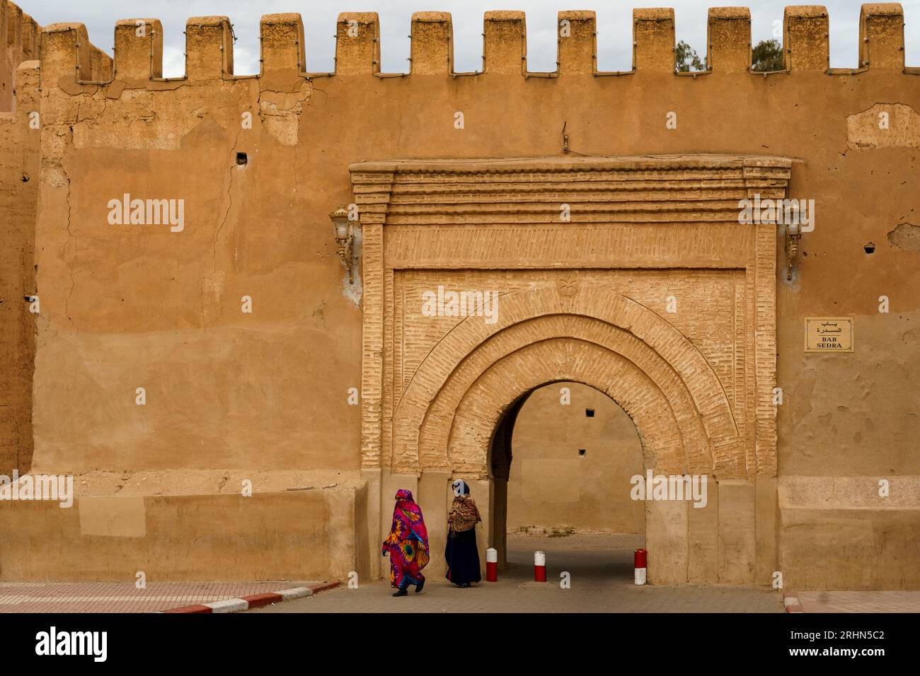 North Africa. Morocco. Taroudant. Two women in a chador in front of the ...