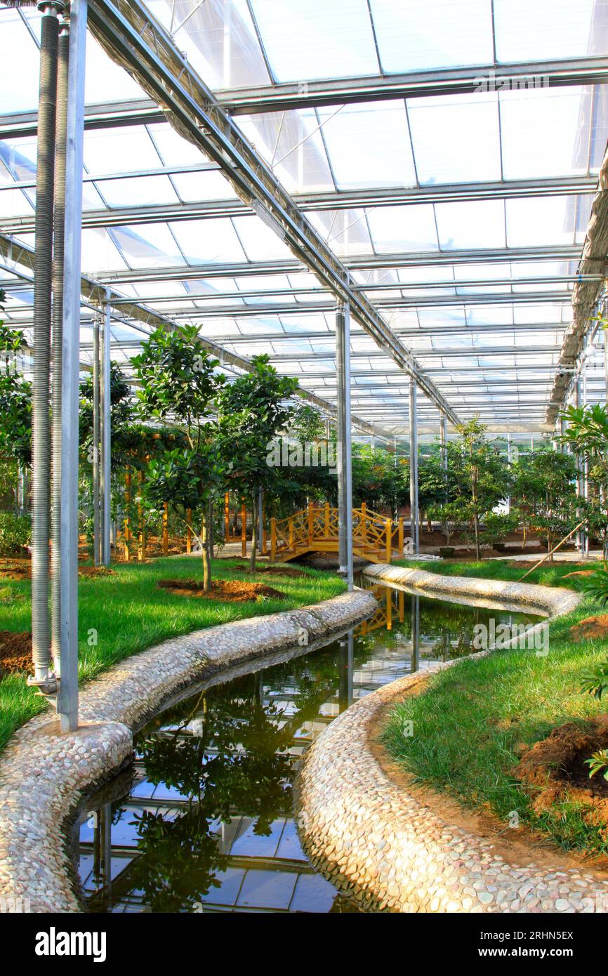 interior architectural landscape in a botanical garden, north China ...
