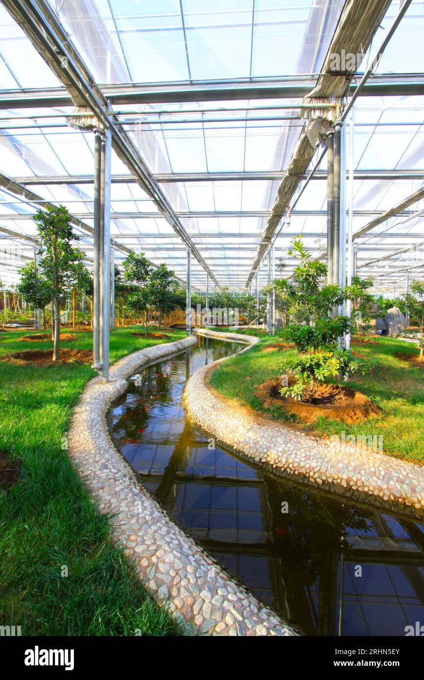 interior architectural landscape in a botanical garden, north China ...