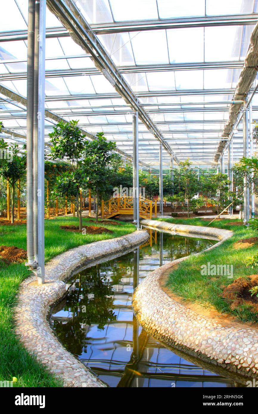 interior architectural landscape in a botanical garden, north China ...