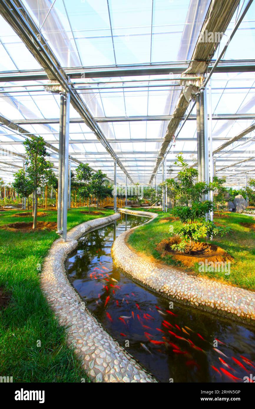 interior architectural landscape in a botanical garden, north China ...