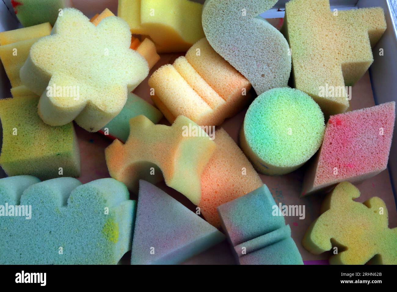 Various Shaped Sponges used for Sponge Painting Stock Photo - Alamy