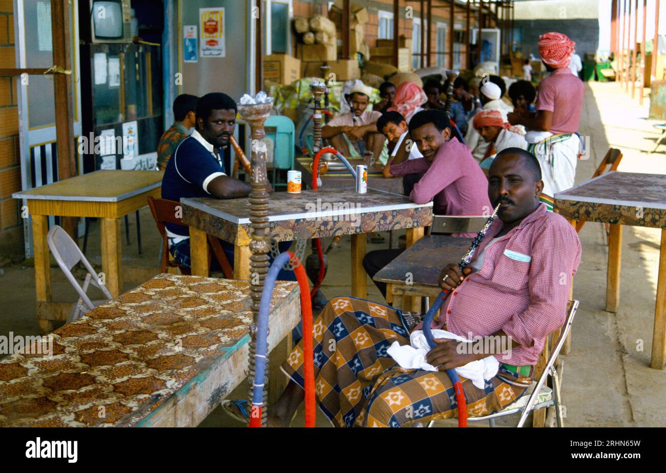 Gizan Saudi Arabia Road Side Cafe Men Smoking Shisha Pipes Stock Photo ...