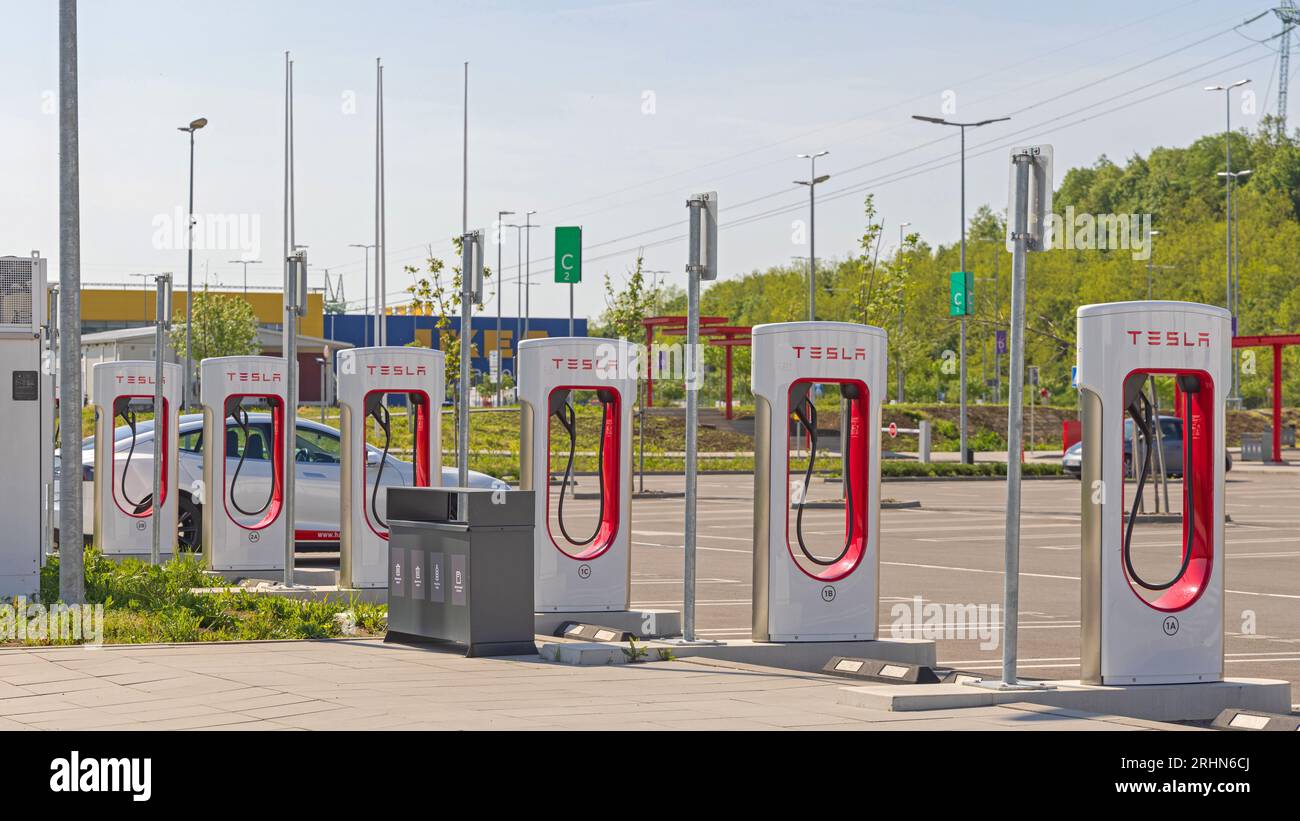 Belgrade, Serbia - May 06, 2023: Many New Fast Chargers for Tesla ...