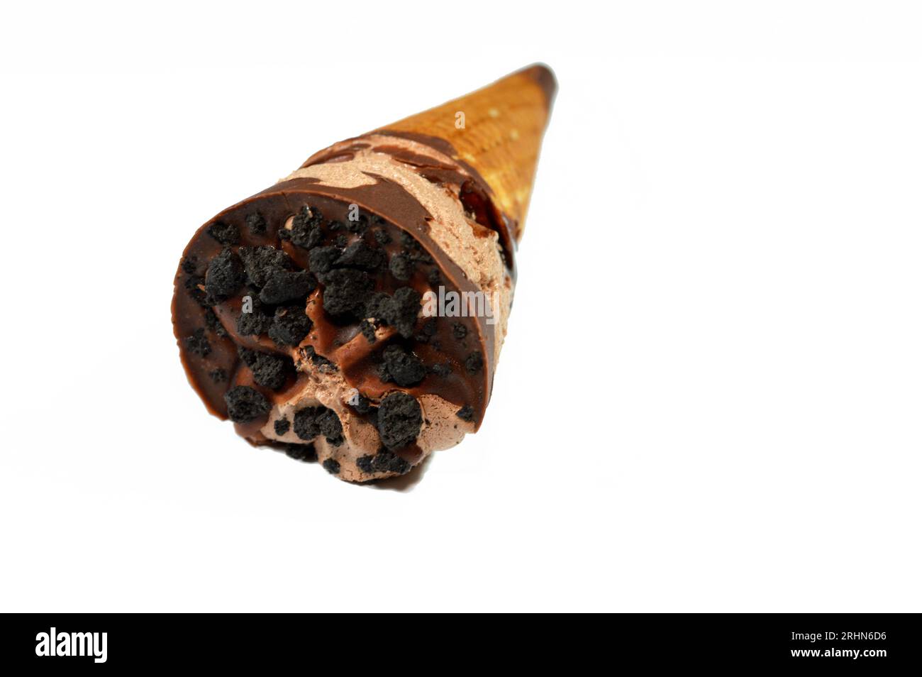 Ice cream of creamy cocoa chocolate cone with topping of chocolate ...
