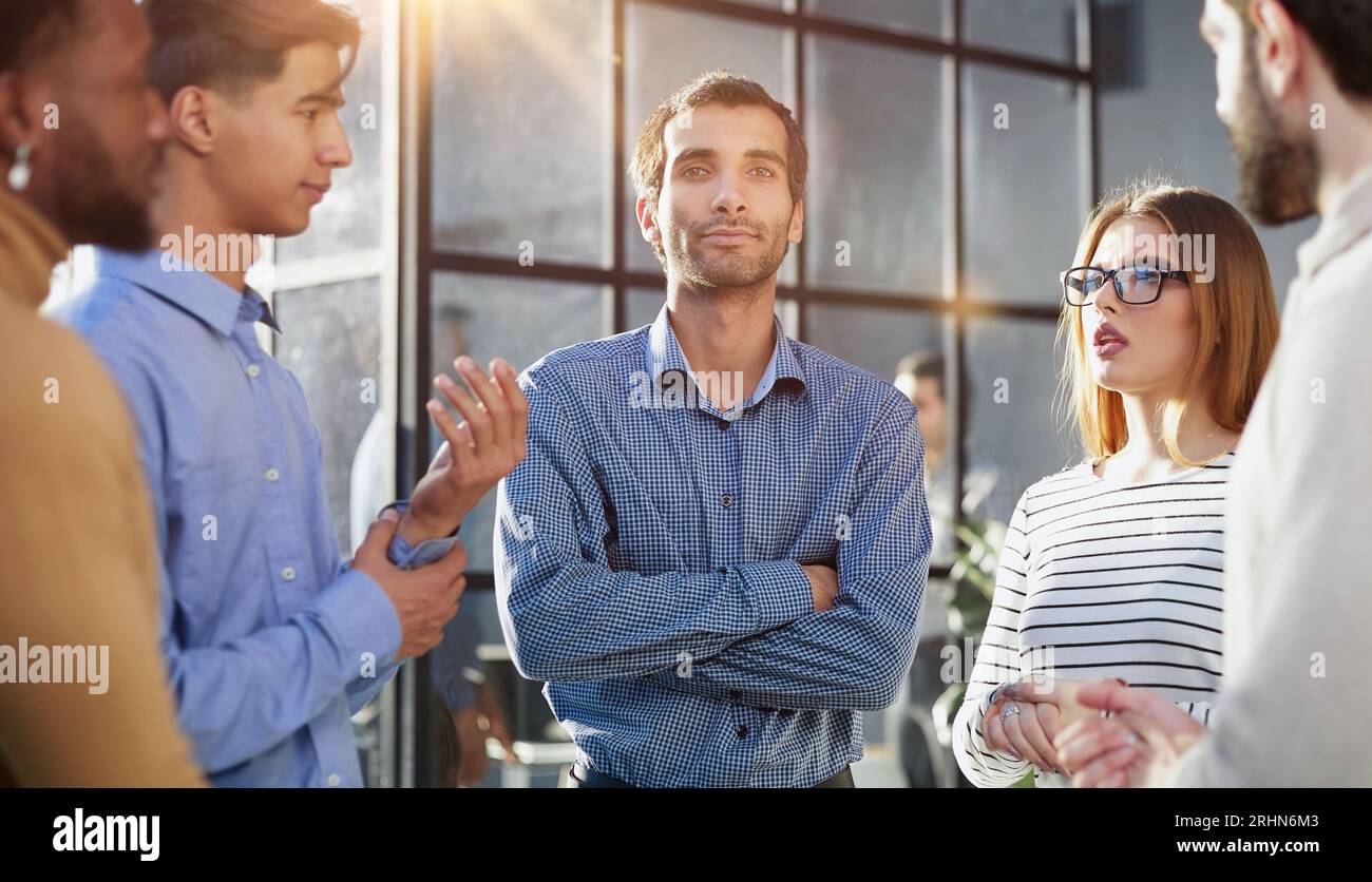 Business conversations of different people during an office walk Stock ...