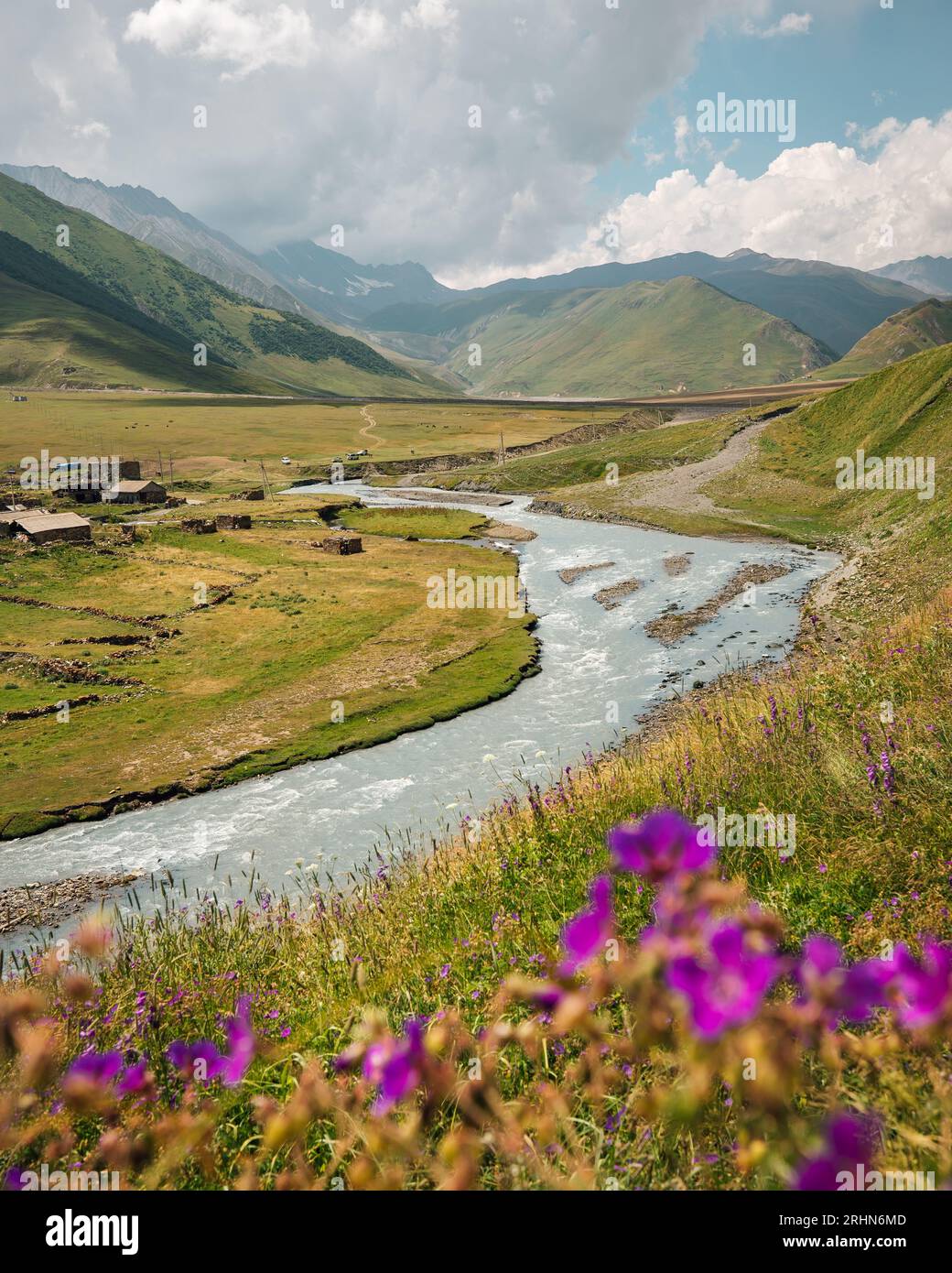 Old village in mountain valley Trusso, summer, Georgia Stock Photo - Alamy