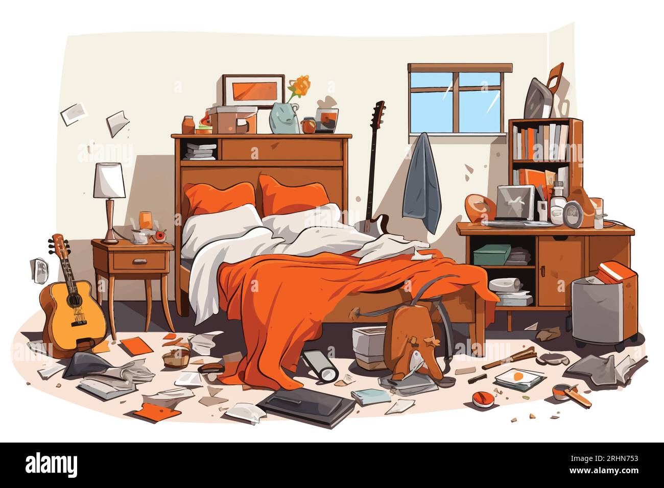 Cluttered table Stock Vector Images - Alamy
