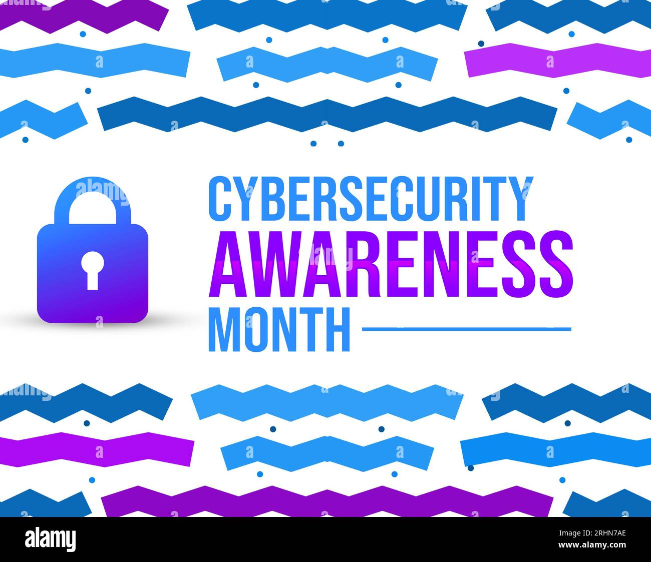 Cybersecurity awareness month background in blue and purple shapes with ...