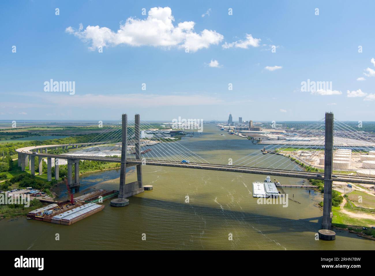 Aerial view of the Cochrane bridge on the Mobile River Stock Photo - Alamy