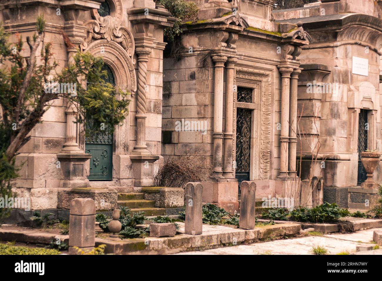 outdoor cemetery with its mausoleums, tombs and altars Stock Photo - Alamy
